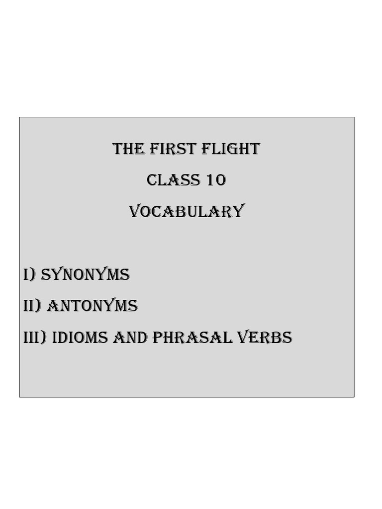 Vocabulary Guide for Class 10 Lessons | PDF | Courage