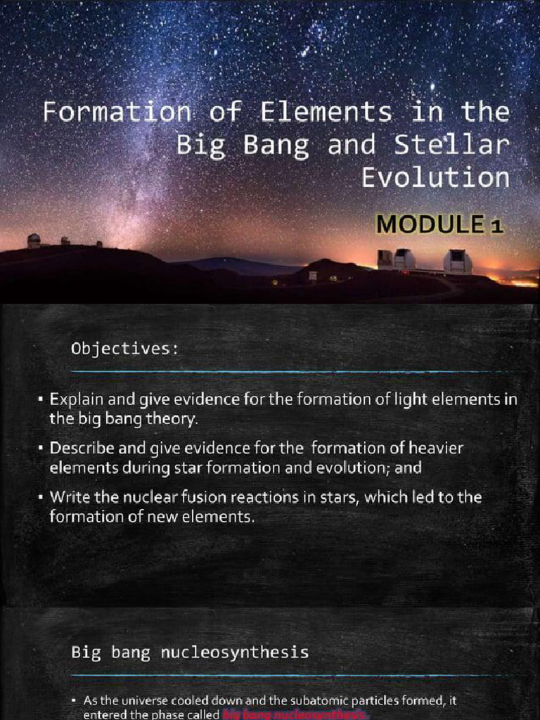 Big Bang and Stellar Evolution | PDF