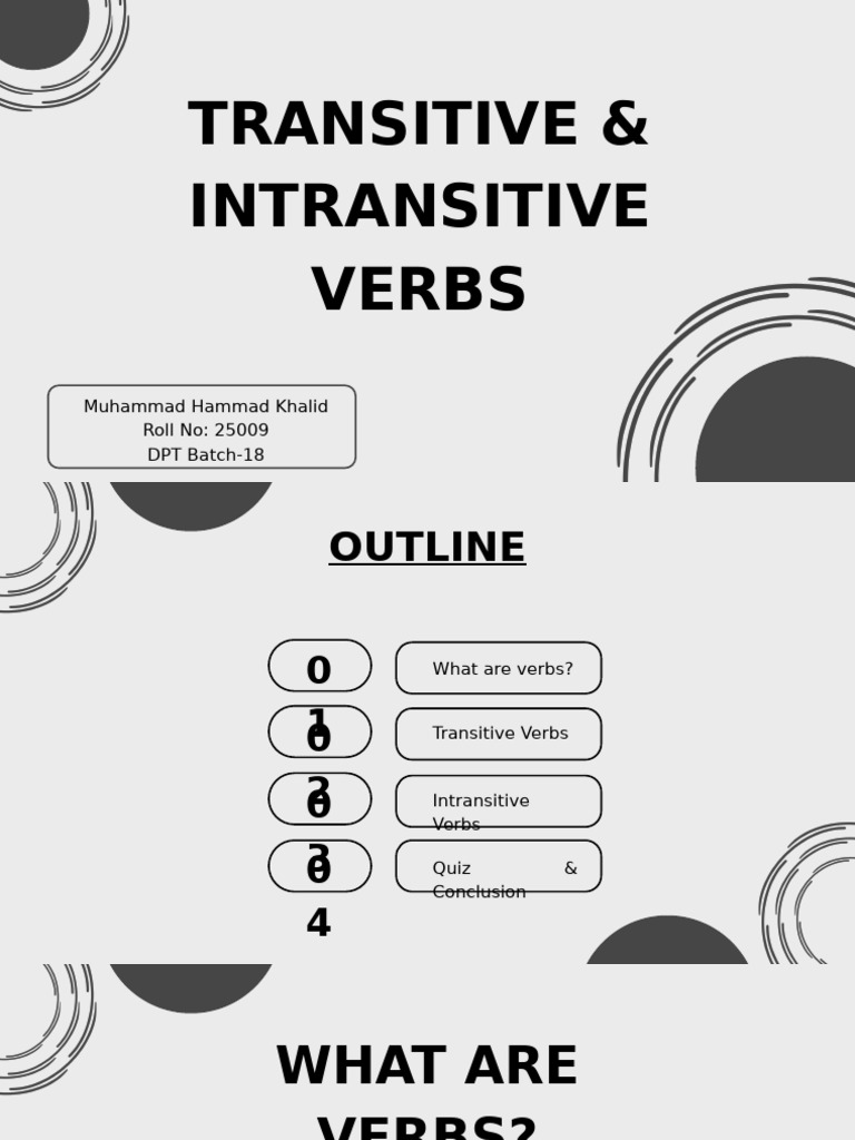 Understanding Transitive and Intransitive Verbs | PDF | Verb | Object ...