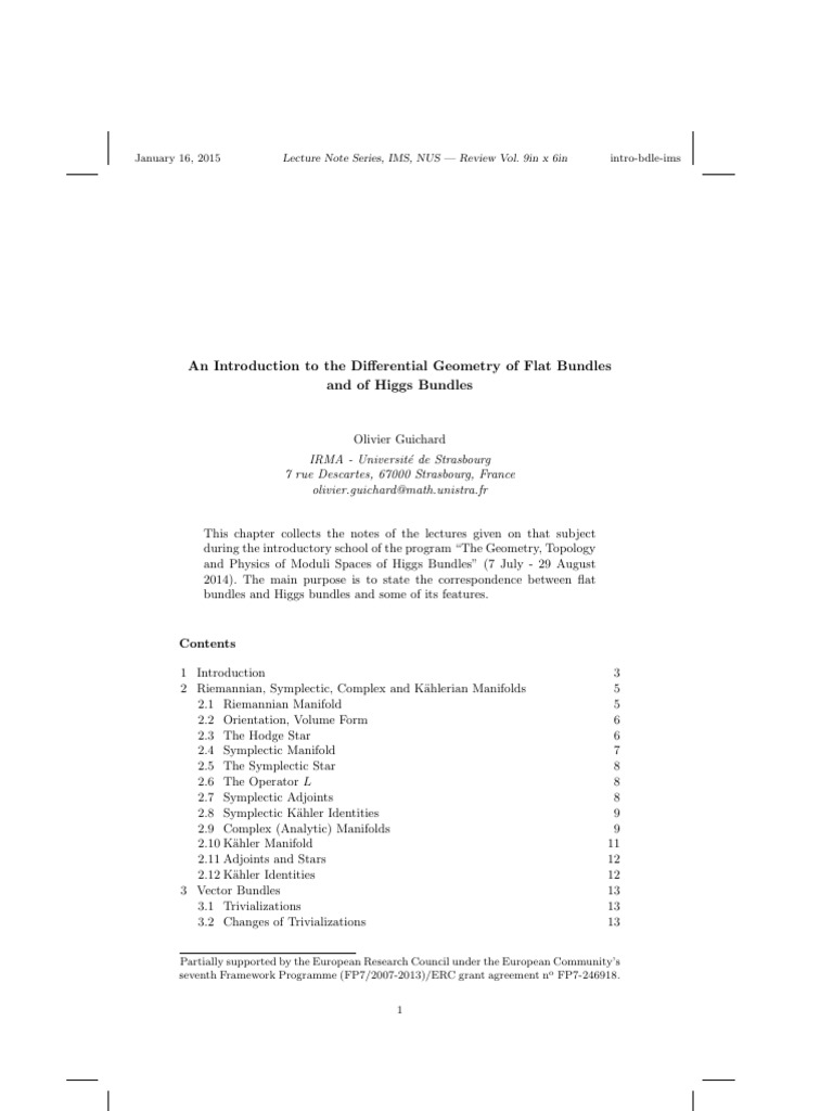 An Introduction to the Differential Geometry of Flat Bundles and of ...
