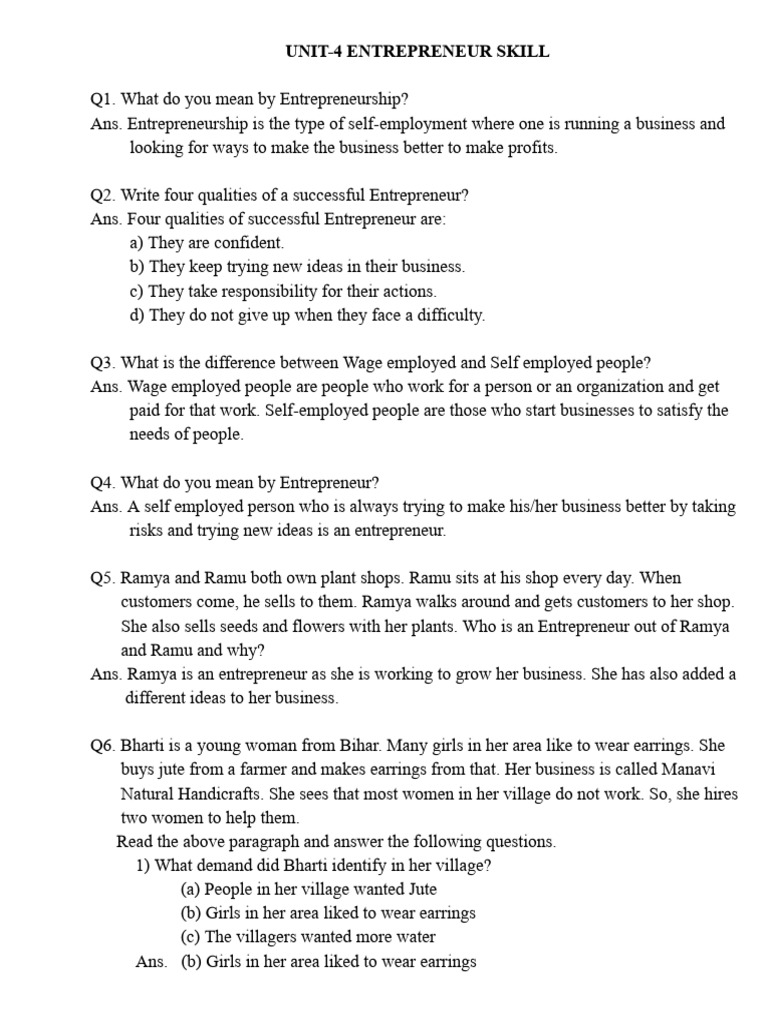 Unit-4 Entrepreneur Skill | PDF | Entrepreneurship | Economics