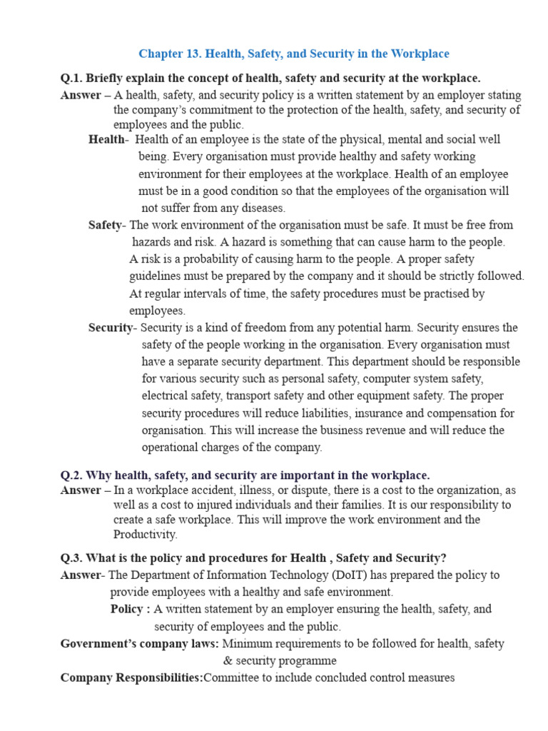 Workplace Health, Safety, and Security Guide | PDF | Safety | Hazards