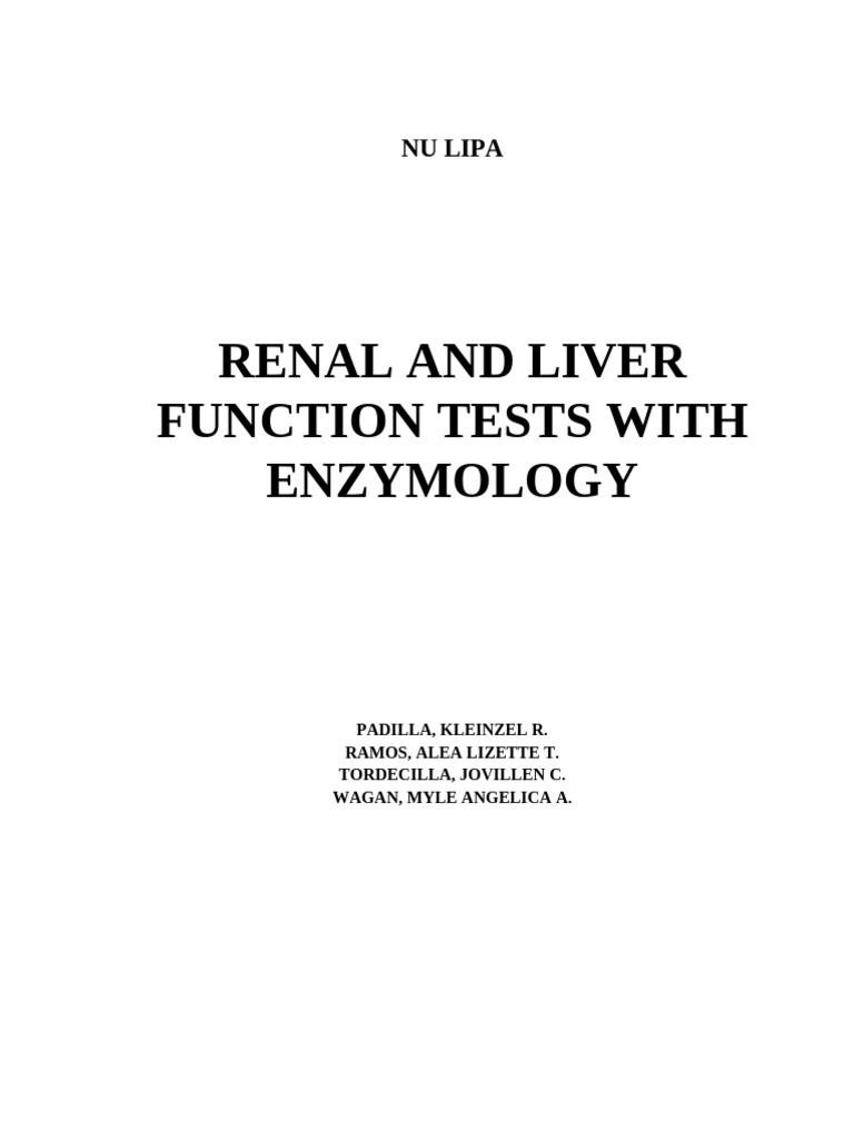 Renal and Liver Function Tests Guide | PDF | Kidney | Liver