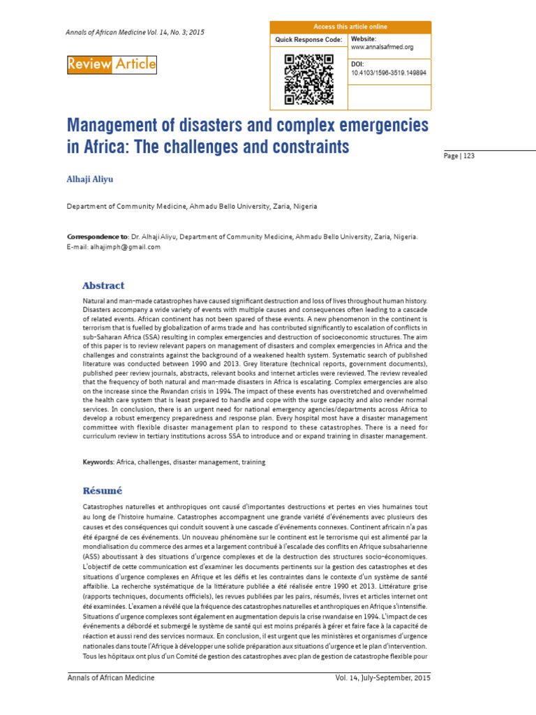 Management of Disasters and Complex Emergencies In.1 | PDF | Natural ...