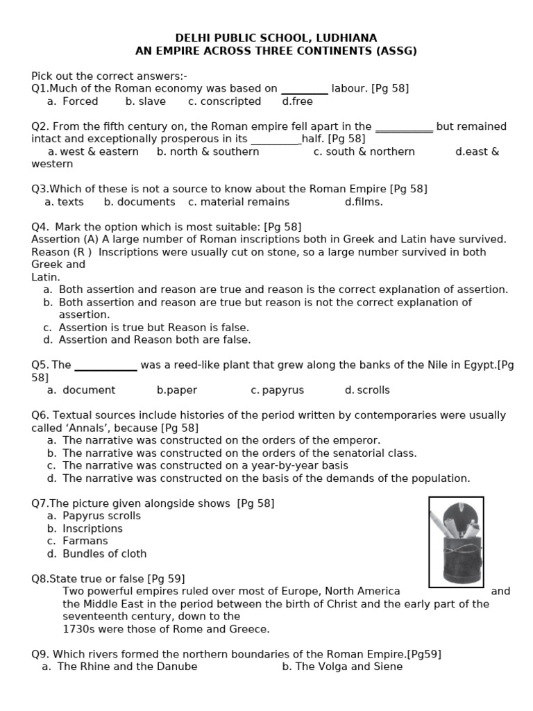 Roman Empire Quiz Questions and Answers | PDF | Roman Empire | Augustus