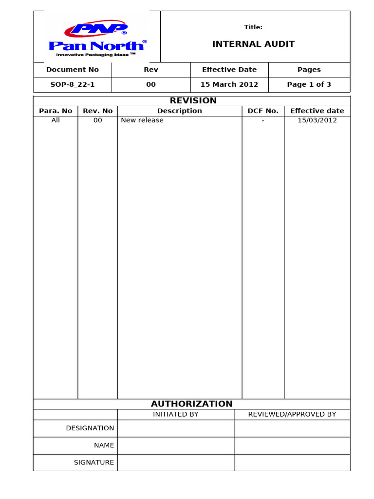 Internal Audit SOP-8 - 22-1 Rev | PDF | Audit