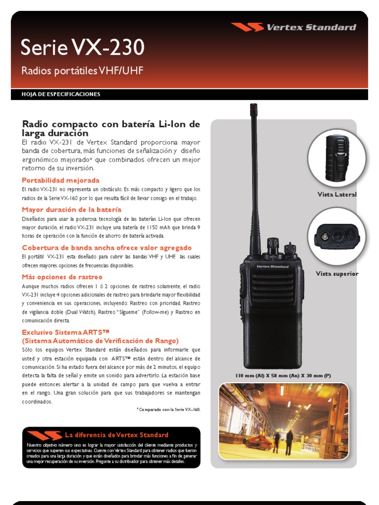 Folleto VX 231 | PDF | Radio | Batería (electricidad)