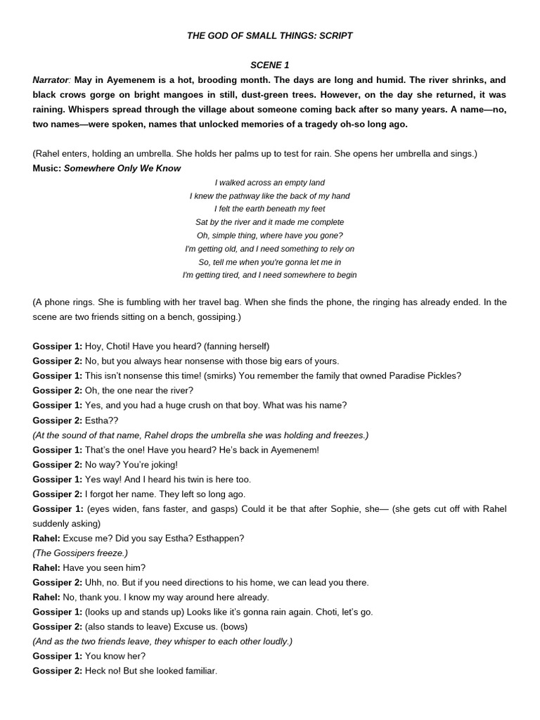 THE GOD OF SMALL THINGS Script | PDF