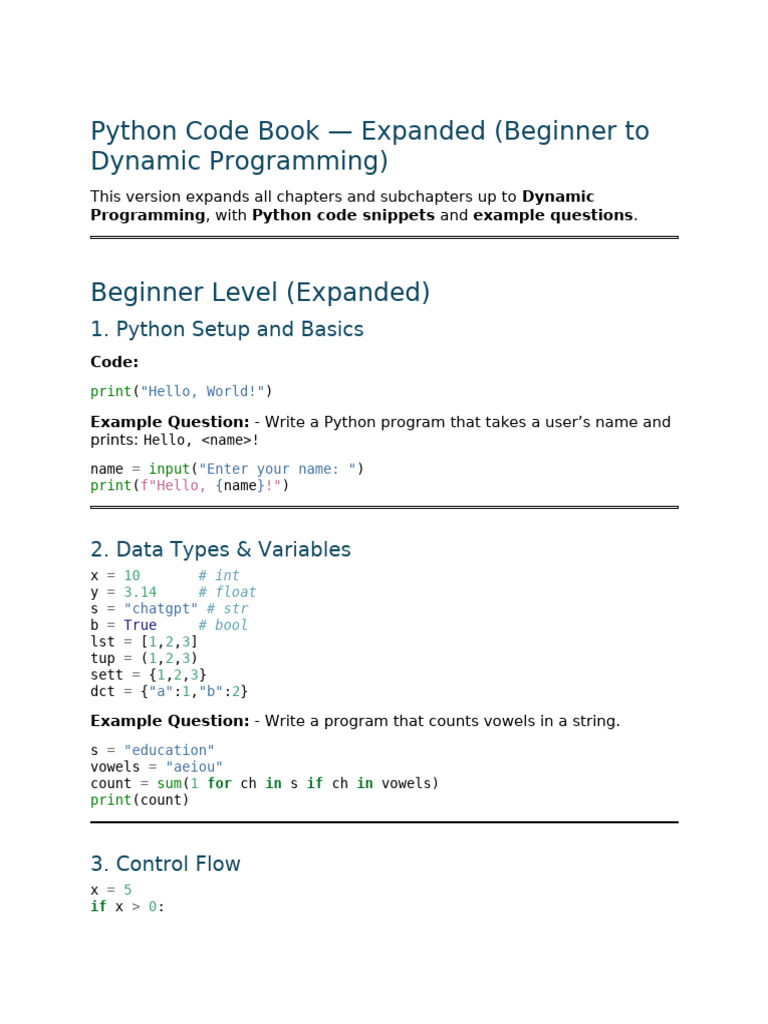 Python Code Book Expanded (Beginner To DP) | PDF | Theoretical Computer ...