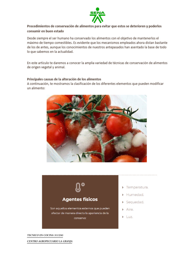 Métodos de Conservación de Alimentos | PDF | Alimentos | Conservación ...