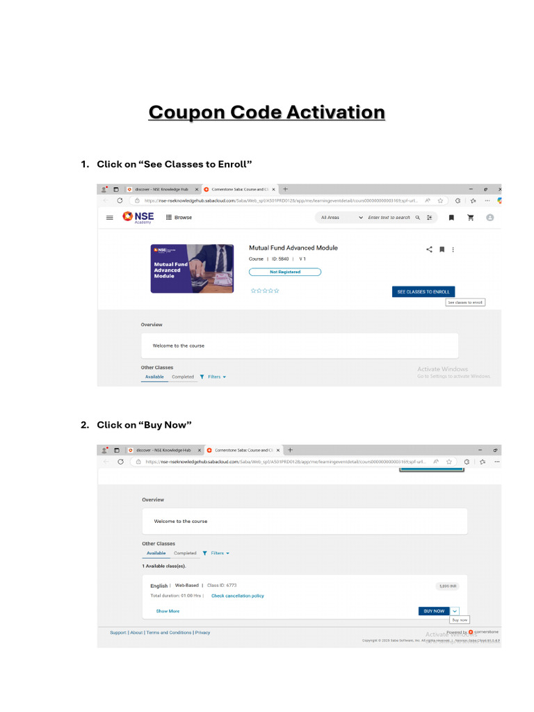 Coupon Code Activation | PDF