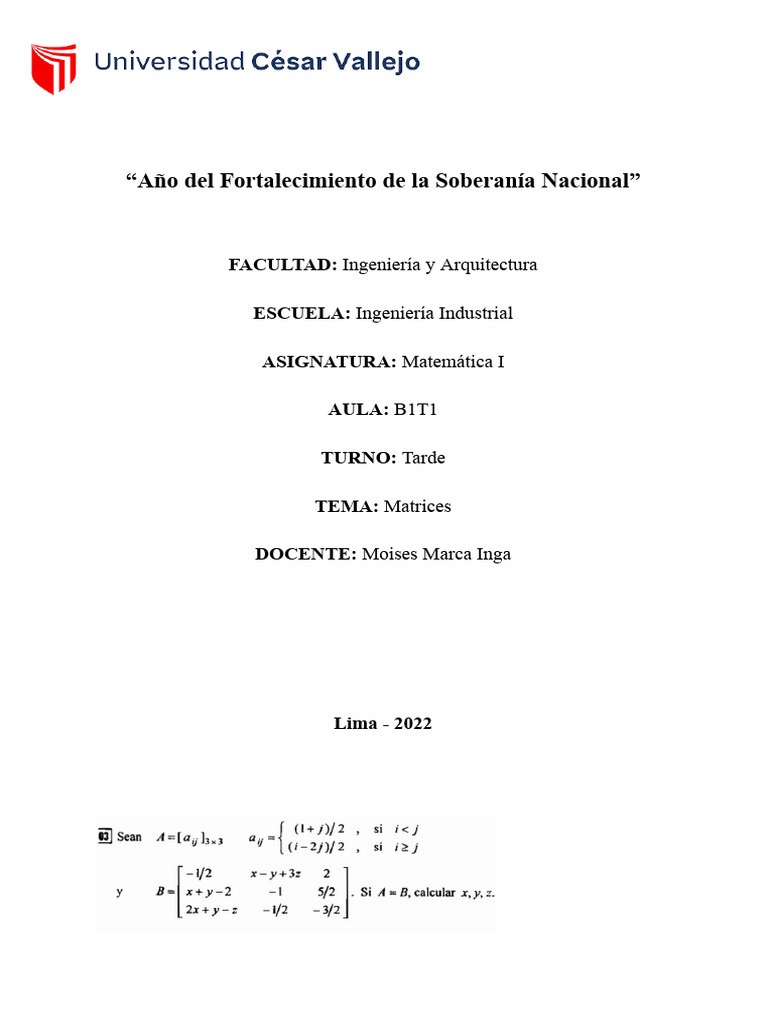 Sesion 6 Matematica - Matrices | PDF