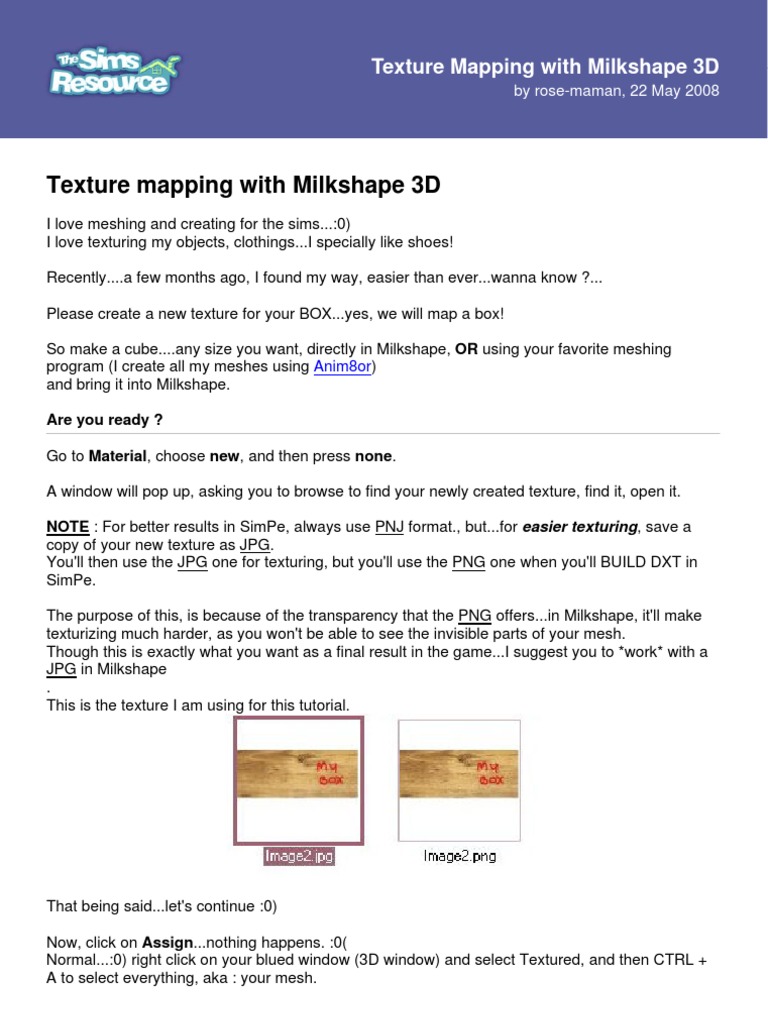 A Step-by-Step Guide to Texture Mapping a Box in Milkshape 3D | PDF ...