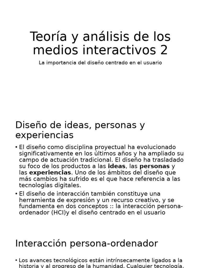 Teoría y Análisis de Los Medios Interactivos 2 Importancia DCP | PDF ...