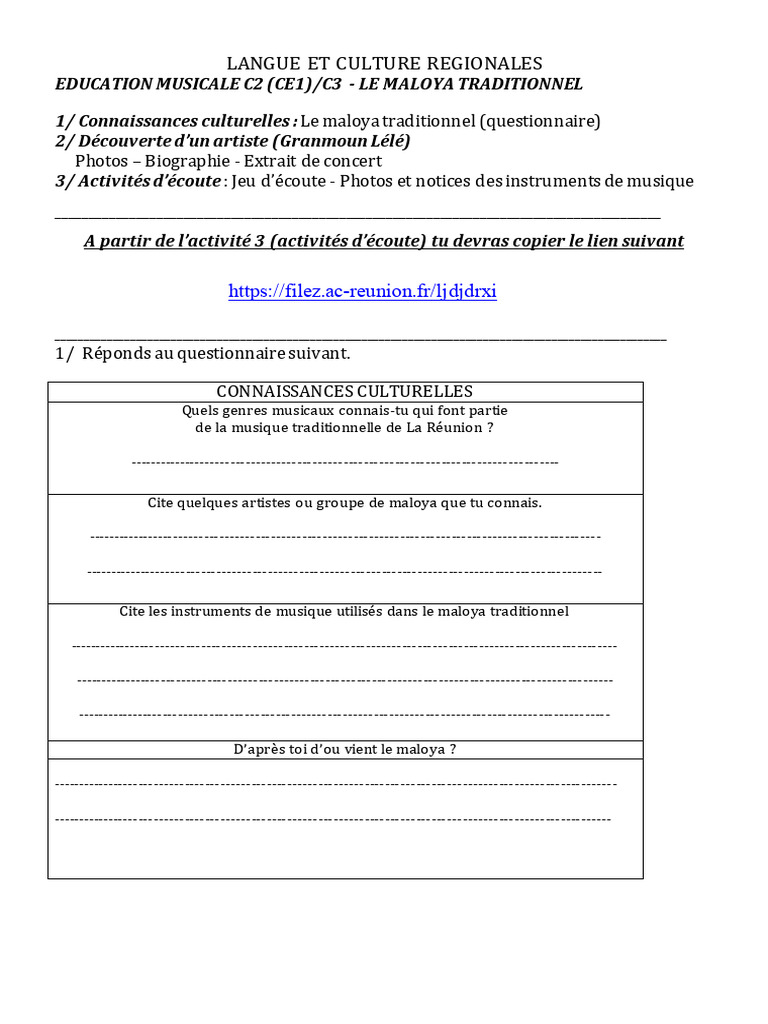 Maloya traditionnel : culture et instruments | PDF | Musicologie