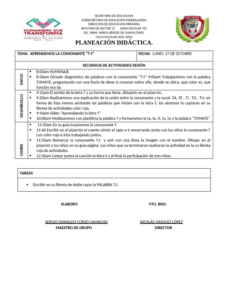 Planeacion Semana 8 Octubre | PDF