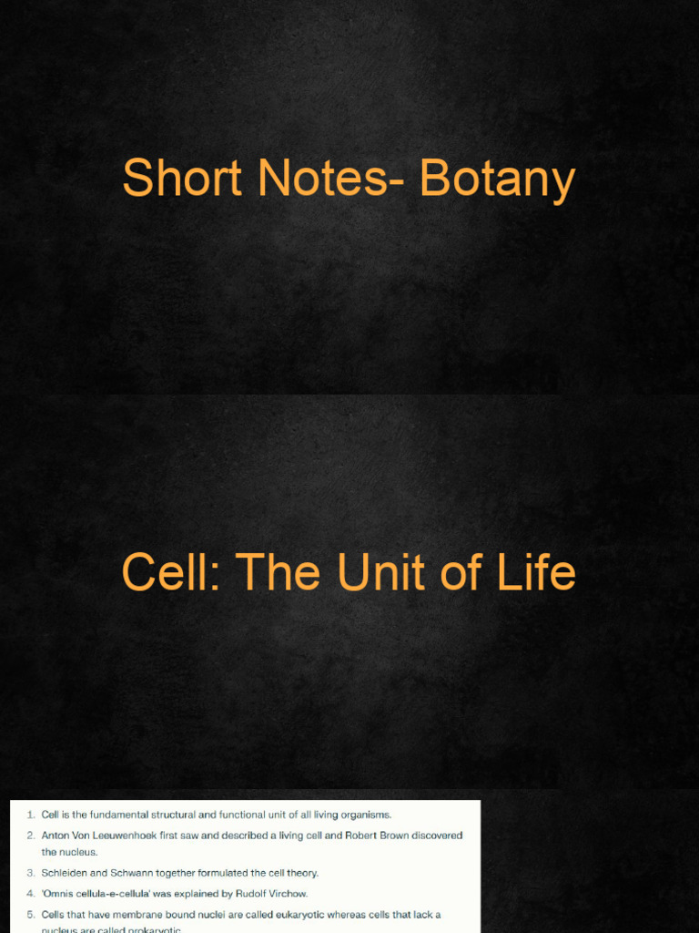Botany Study Notes: Key Concepts | PDF
