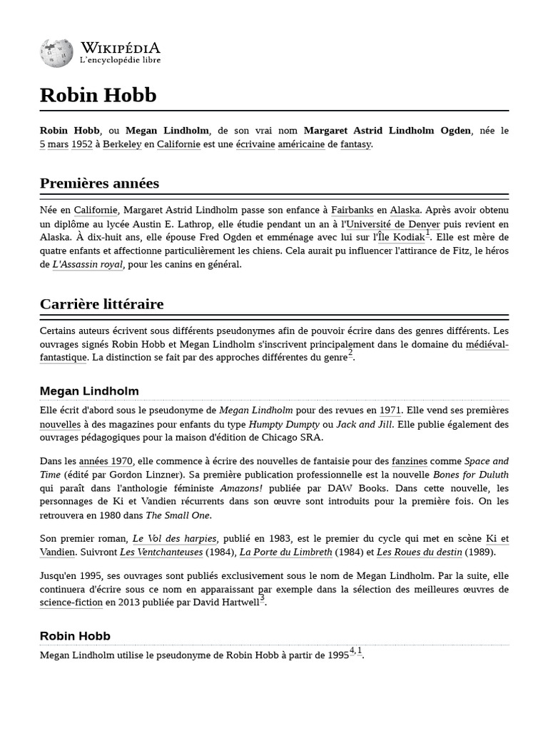 Robin Hobb : Biographie et Œuvres | PDF | Roman de fantasy | Séries de ...