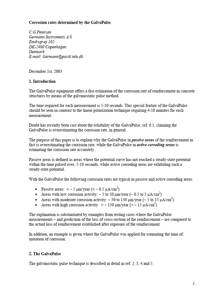 Petersen, C.G., 'Corrosion Rates Determined by GalvaPulse', Germann ...