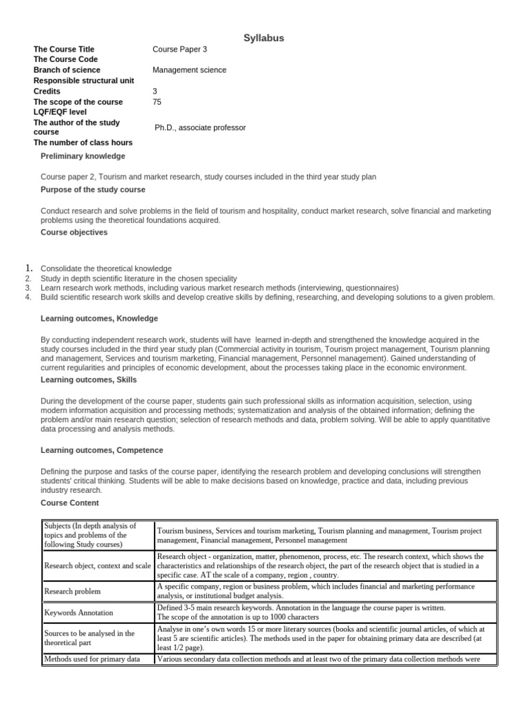 Course Papaer 3 Turiba | PDF | Data | Methodology