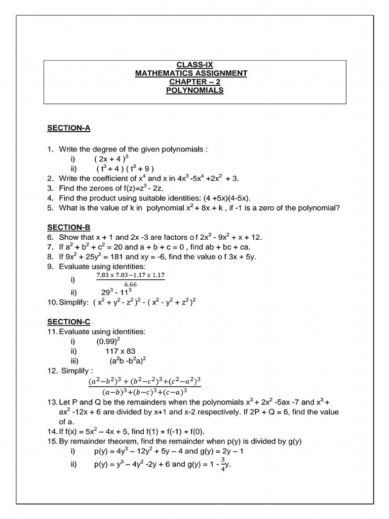 CH 2 Polynomials | PDF