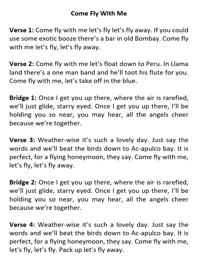 Paroles de "Come Fly With Me" | PDF