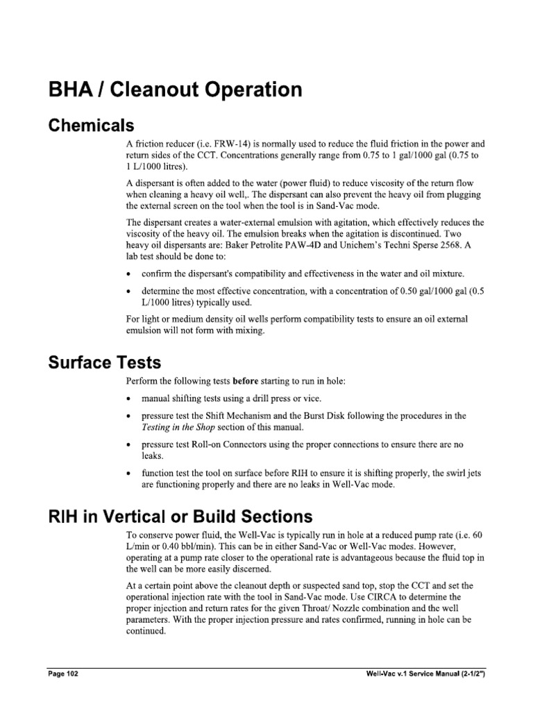 Well-Vac 2-1-2 Well Clean Out Procedure | PDF