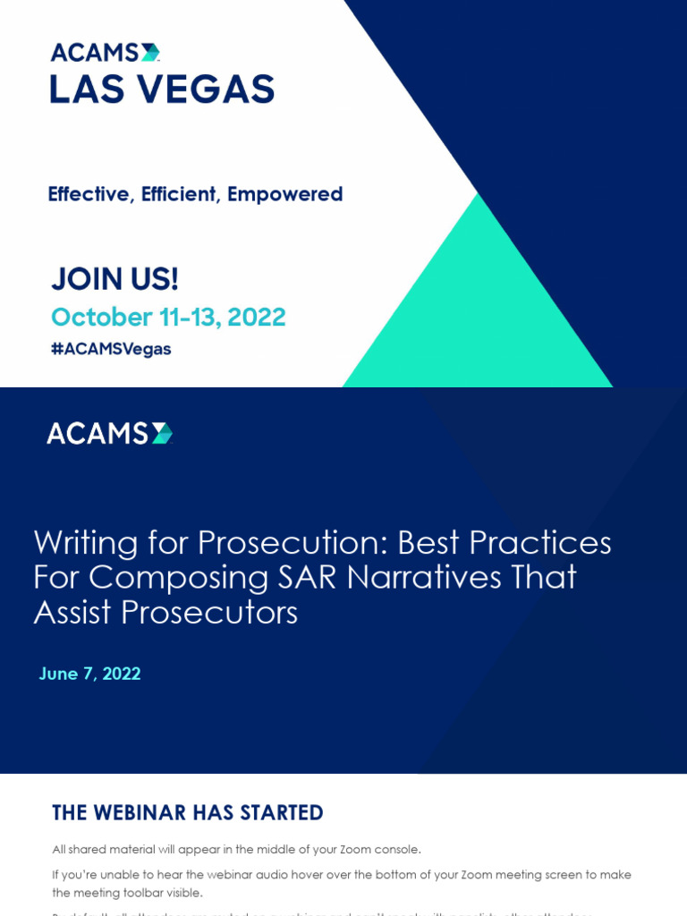 Best Practices for Writing SARs | PDF | Prosecutor | Online Copyright ...