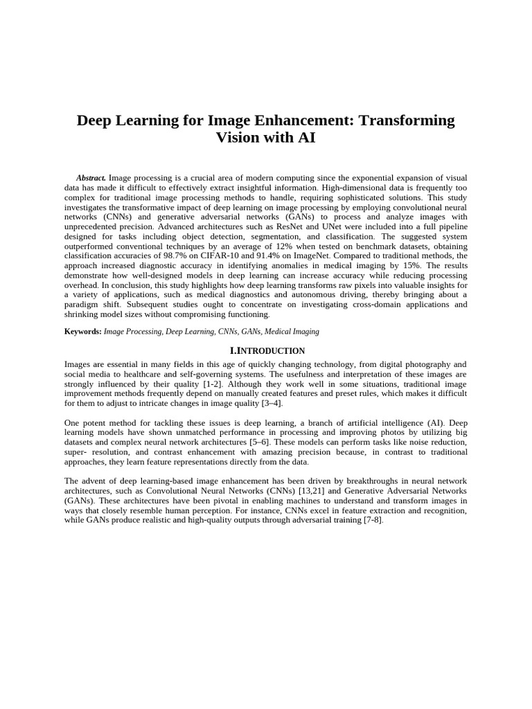Deep Learning for Image Enhancement | PDF | Deep Learning | Artificial ...