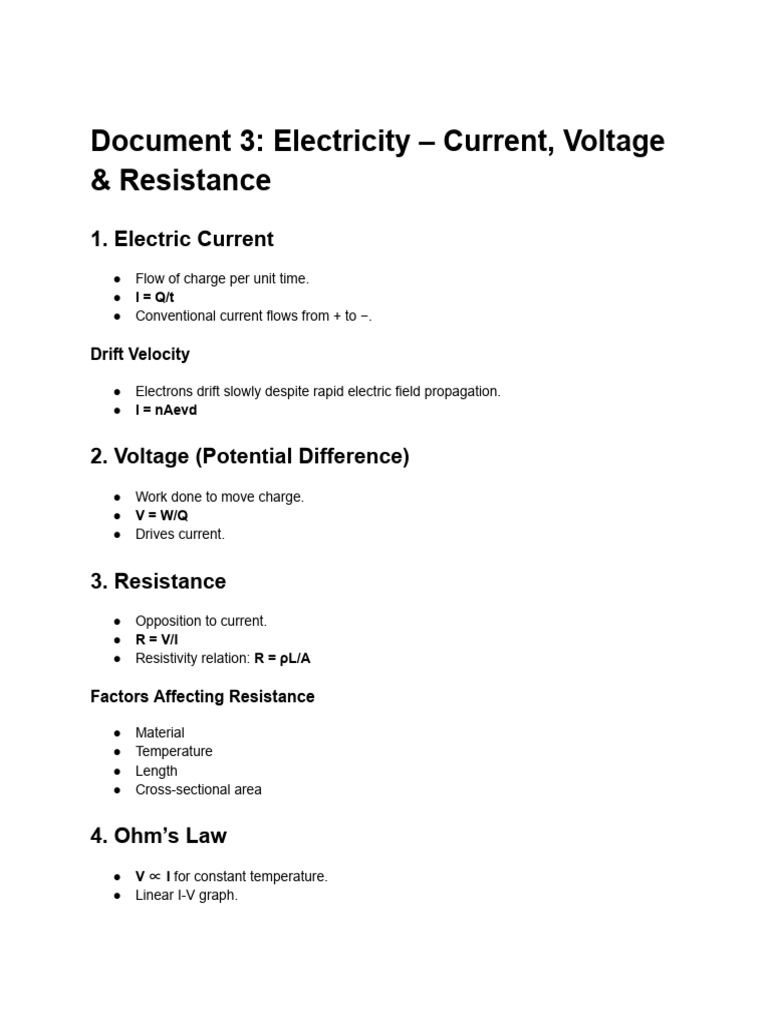 Electricity: Current, Voltage, Resistance | PDF | Heat | Thermodynamics