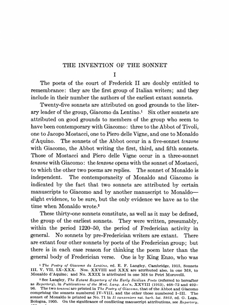 Wilkins-Invention of Sonnet | PDF | Sonnets | Poetic Form