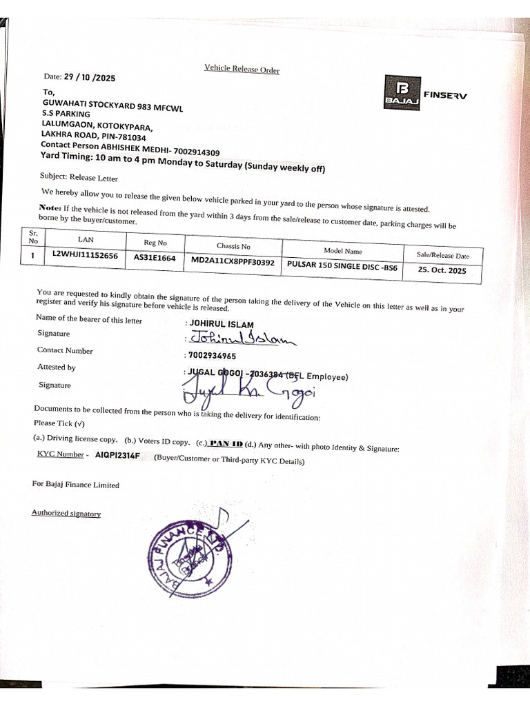 Johirul Islam Guwahati Release Order | PDF