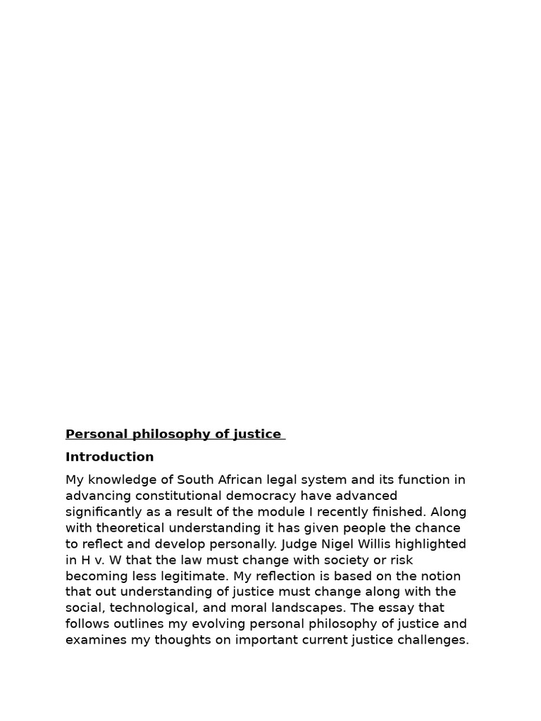 Personal Philosophy of Justice | PDF | Justice | Crime & Violence