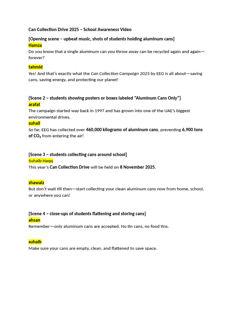 Can Collection Drive 2025 | PDF