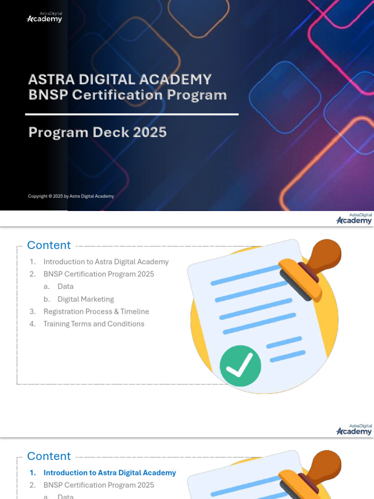 Astra Digital Academy BNSP Certification Program Deck 2025 | PDF ...