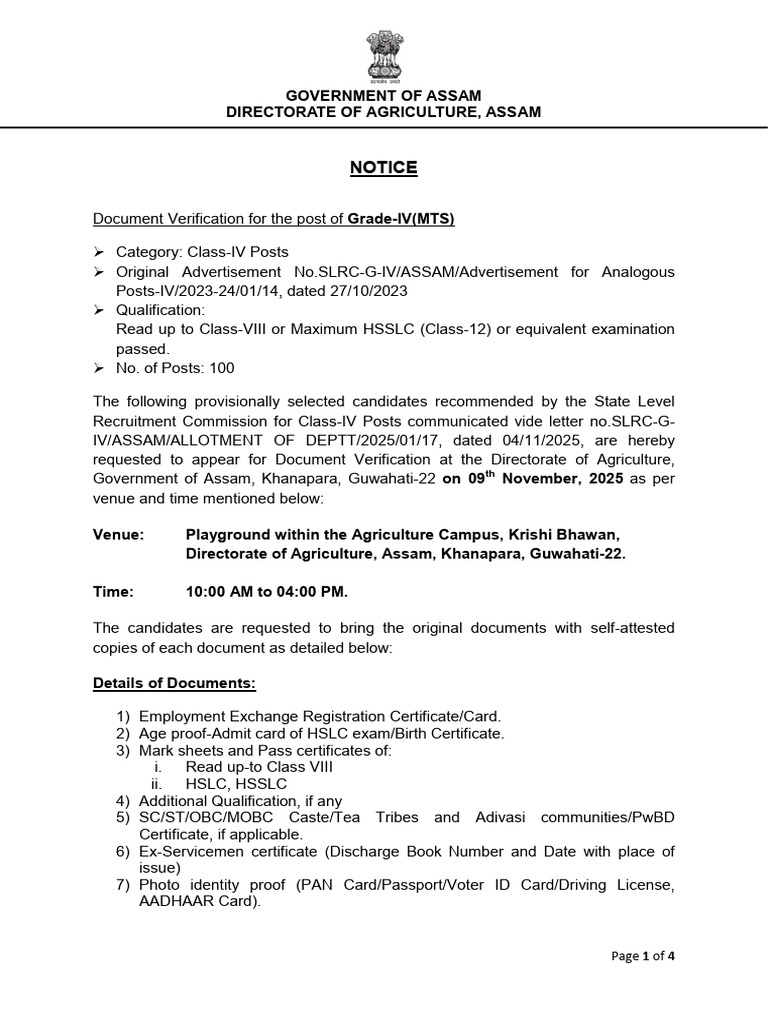 Notice (Grade IV) 100 Nos | PDF | Document | Government And Personhood