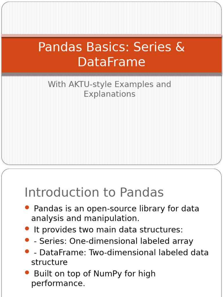 Pandas_Basics_Series_DataFrame_AKTU_Examples | PDF | Computer Science ...