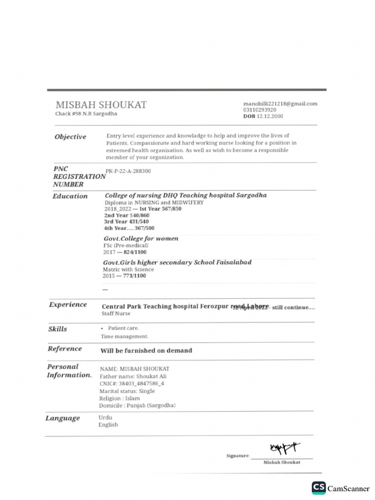 Misbah CV Documents | PDF