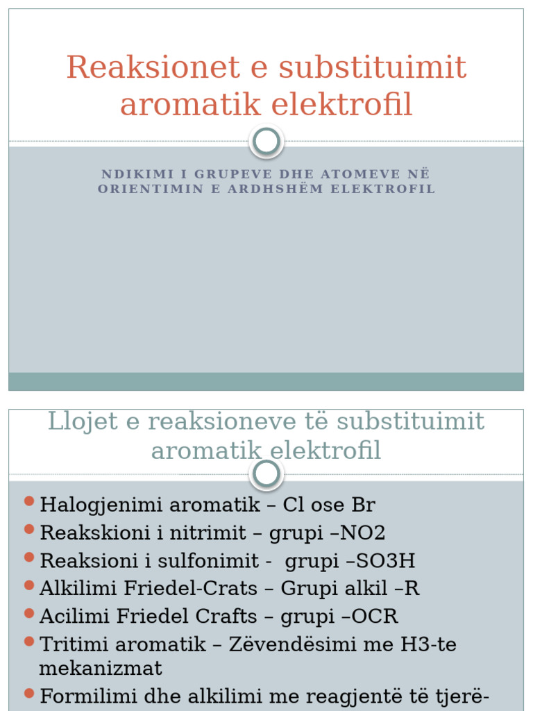 Reaksionet e Substituimit Aromatik Elektrofil | PDF