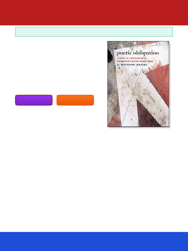 Poetic Obligation Ethics in Experimental American Poetry after 1945 1st ...