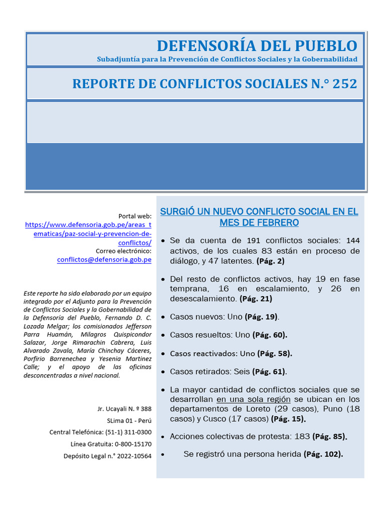 Rep Mensual Conflictos Sociales Feb2025 | PDF | Mediación | Ministerio (Departamento de Gobierno)
