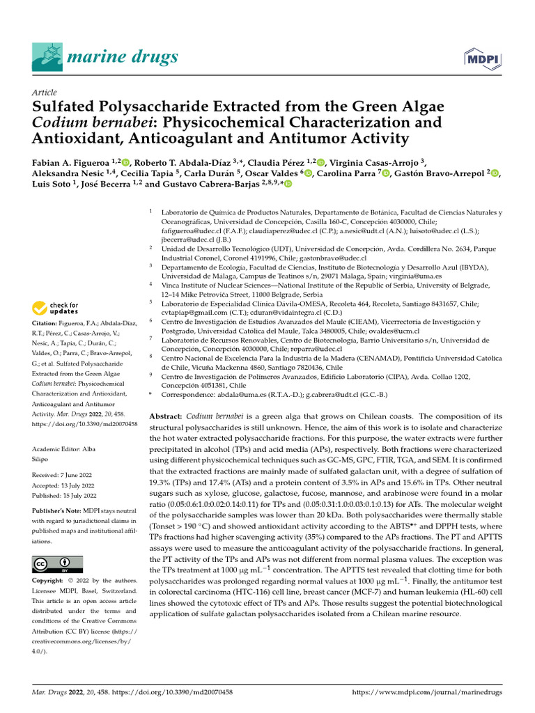 Sulfated Polysaccharides from Codium bernabei | PDF | Chemistry