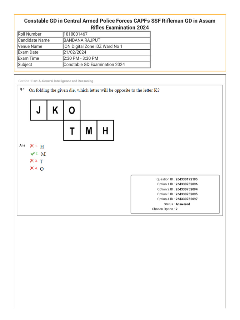 Ssc Gd Bandana | PDF | Student Assessment And Evaluation | Educational ...