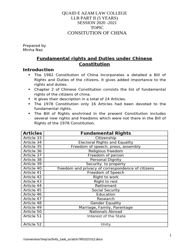 Fundamental Rights in China | PDF | Citizenship | Civil Liberties