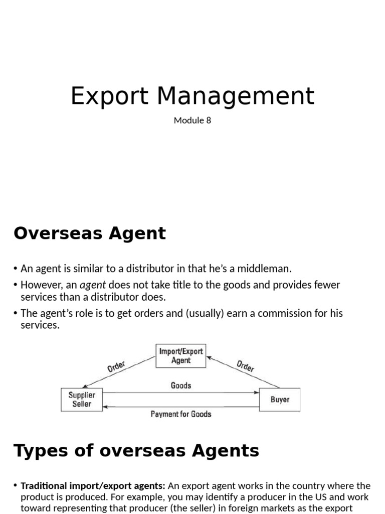 Mod VIII - 3 - Overseas Agents | PDF