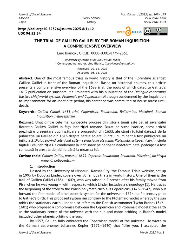 01. Bianco, Lino, 2025 - The Trial of Galileo Galilei by the Roman ...