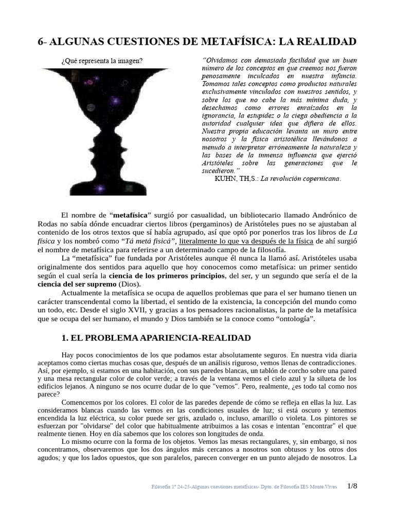 001 Tema 6 Metafísca 24-25 | PDF | Platón | Principio de incertidumbre