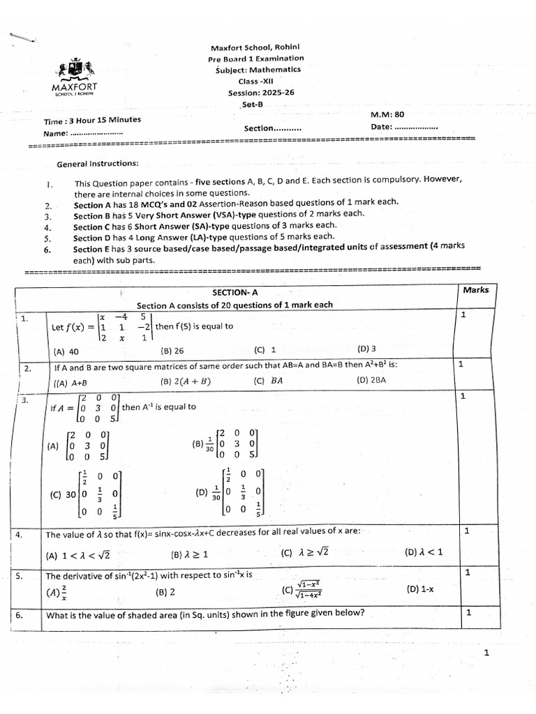 Maths Preboard Examination | PDF