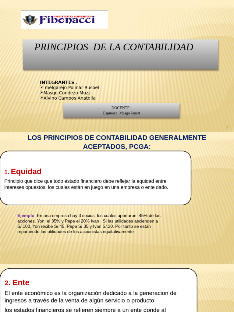 Principios Pcga | PDF | Contabilidad | Estado financiero