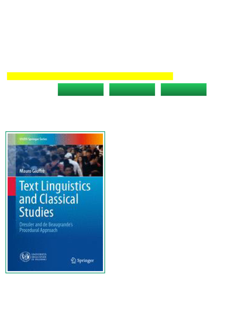 Text Linguistics and Classical Studies Dressler and De Beaugrande s ...
